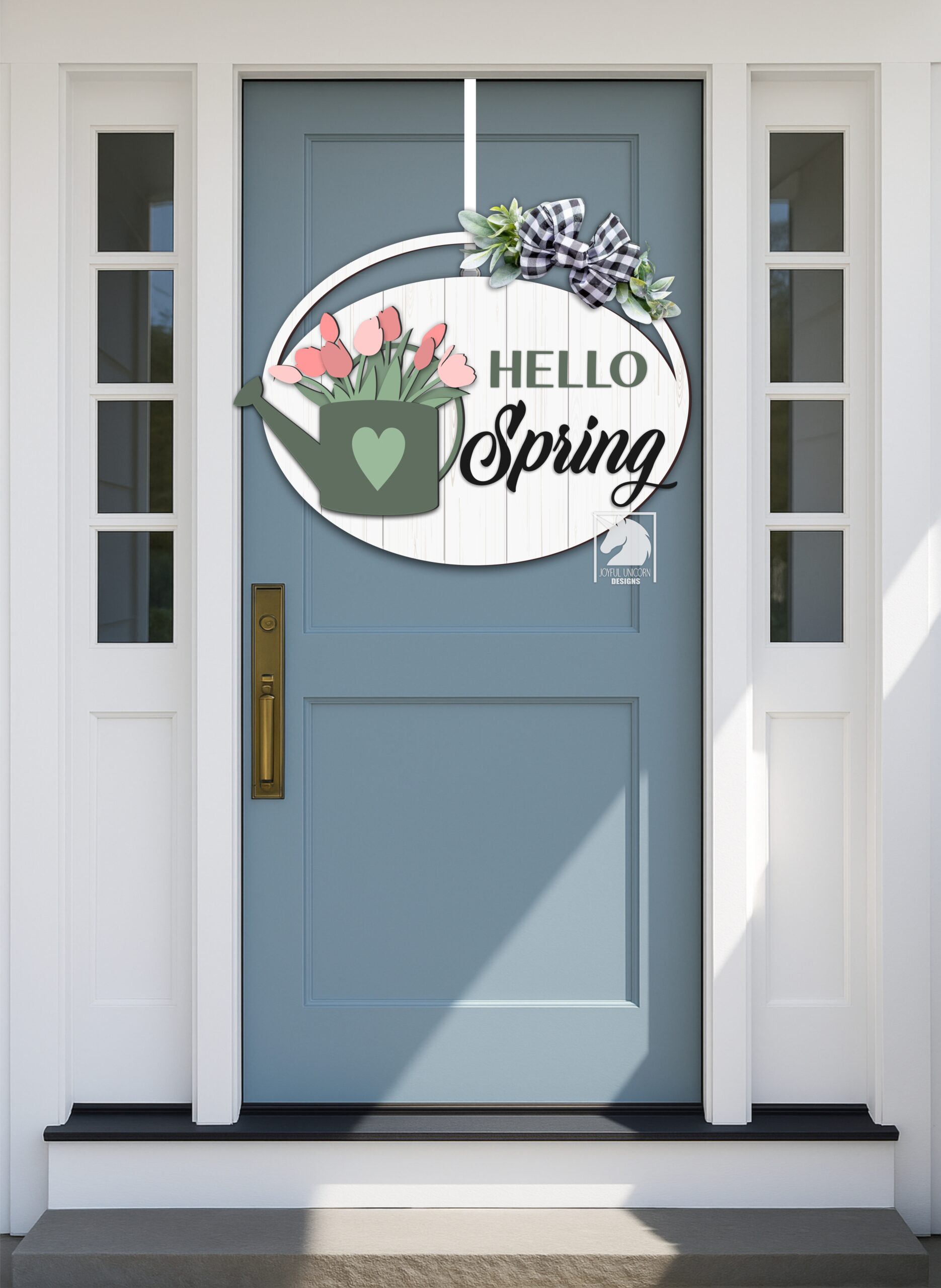 Hello Spring Sign SVG, Tulip Door Hanger SVG, Floral Door Hanger SVG ...