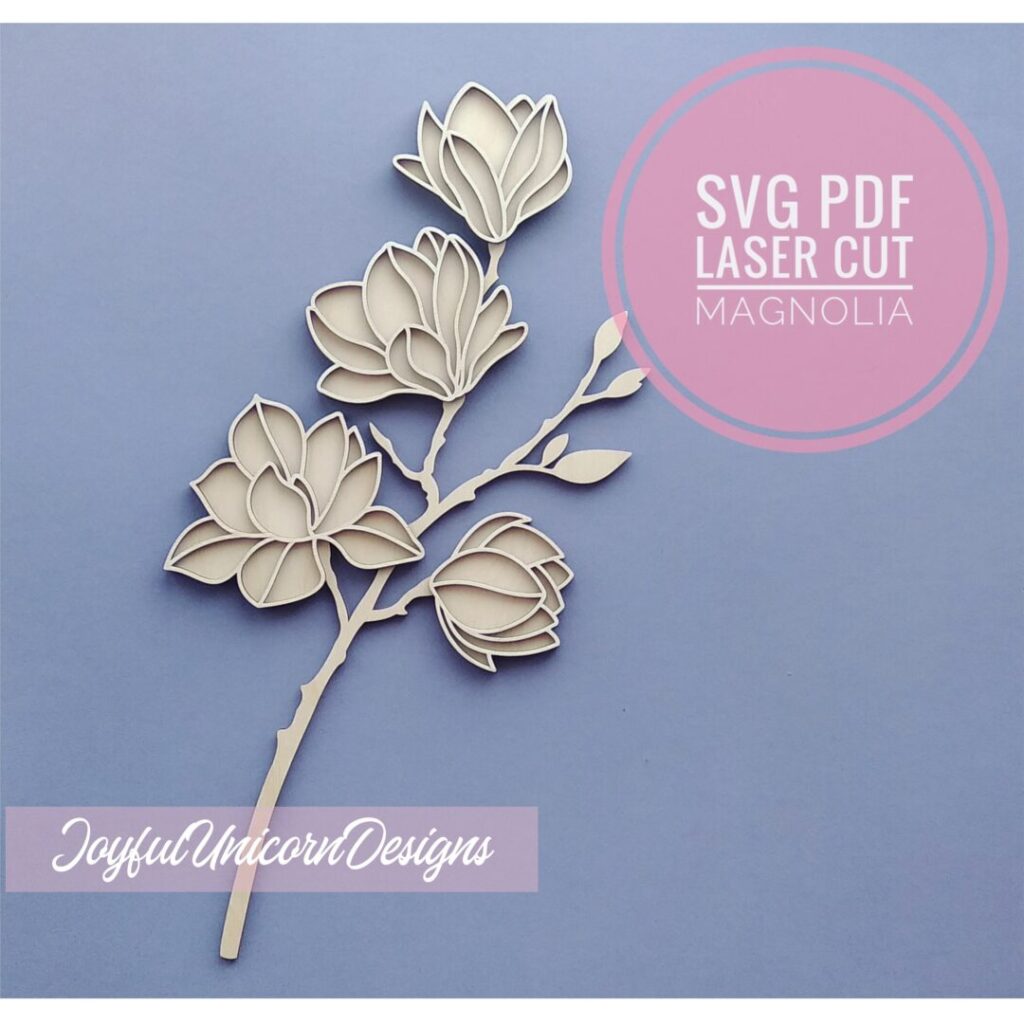 Magnolia Flower SVG, Laser Cut Flowers SVG, Laser Cut File for Cricut ...