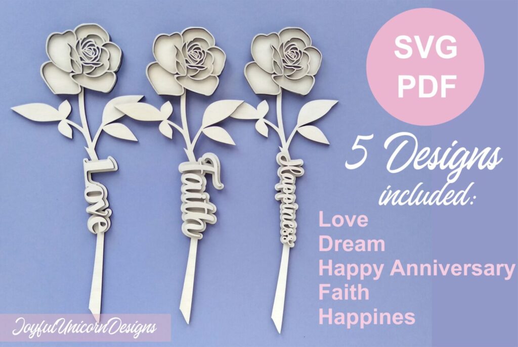 Long Stem Rose SVG, Rose With Text SVG, Mothers Day Rose SVG ...