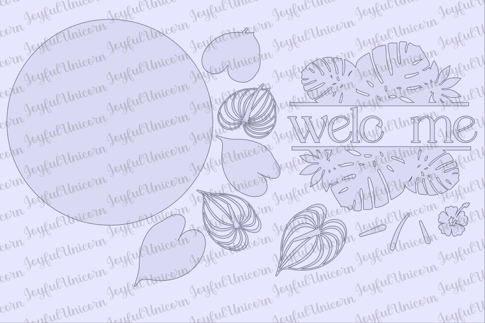 Tropical Flowers Welcome Sign SVG, Laser Cut File, Summer Door Hanger ...