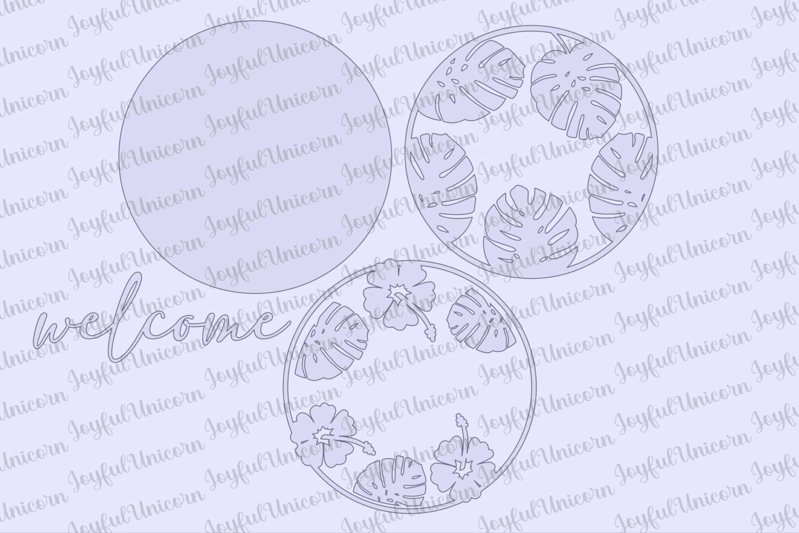 Tropical Flowers Welcome Sign SVG, Tropical Leaves Door Hanger SVG ...