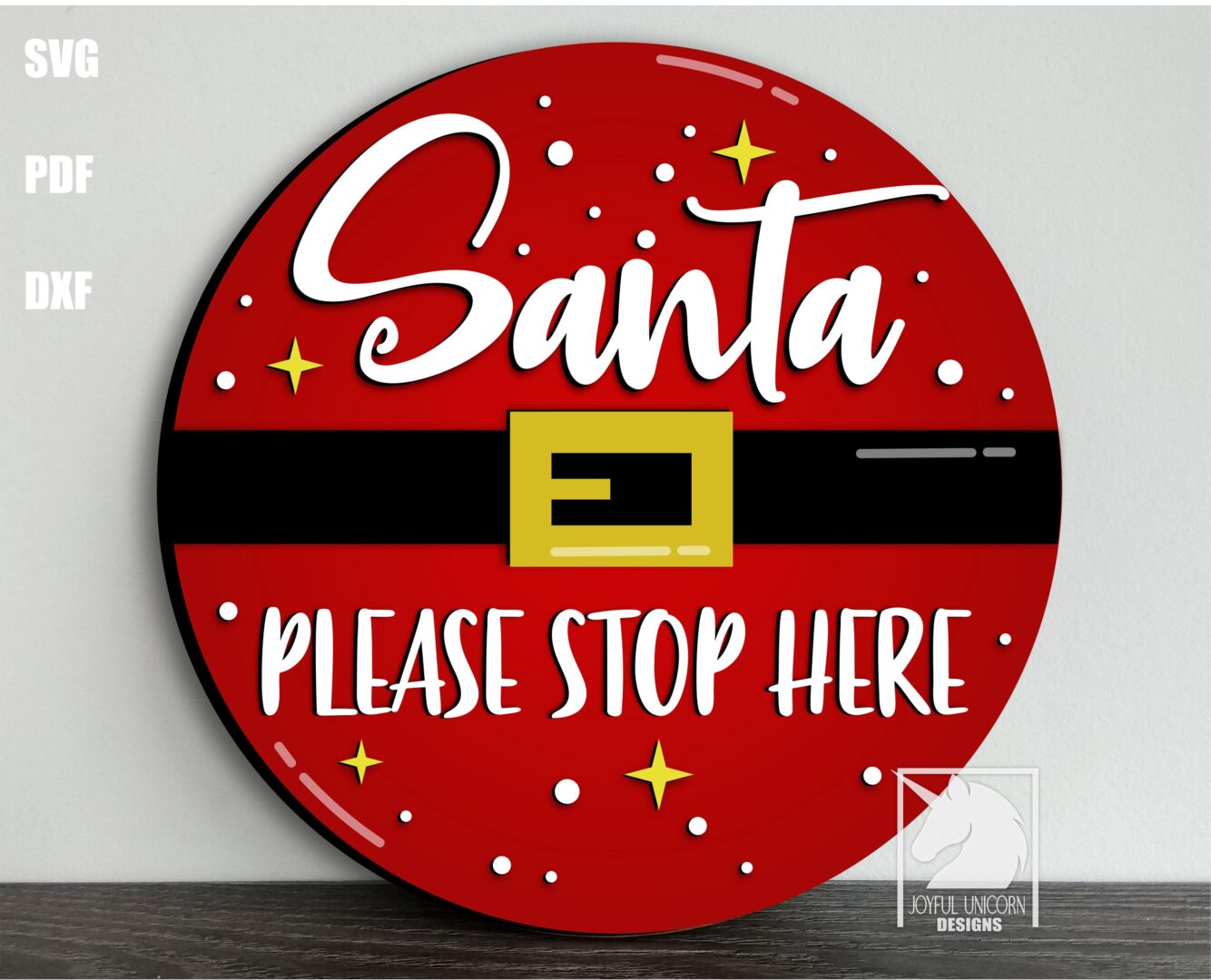 Santa Please Stop Here Sign SVG Christmas Door Hanger SVG Santa Belt ...