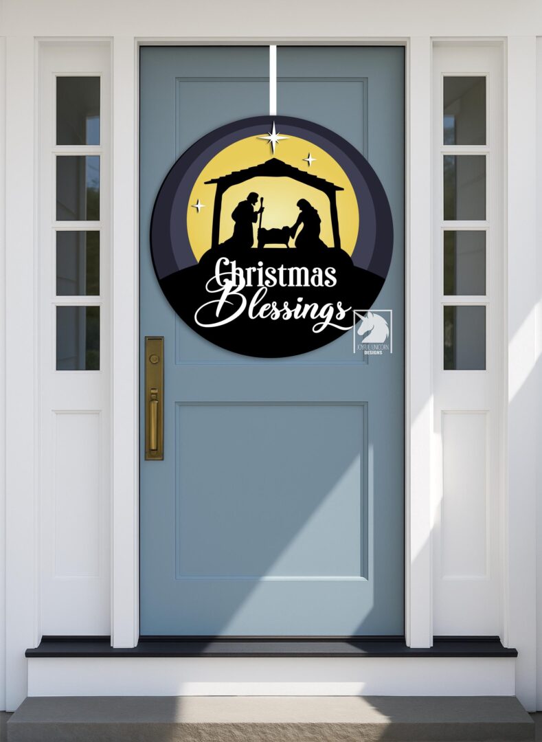 Nativity Scene Christmas Blessings SVG Christian Layered Round Sign ...