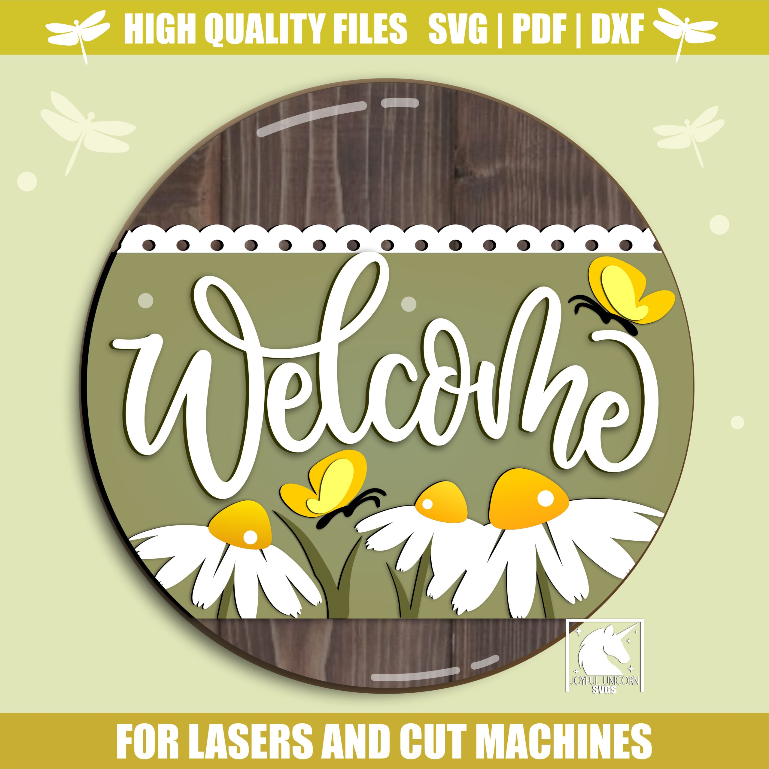 Daisy Welcome Sign SVG, Spring Welcome Sign SVG, Spring Floral Round ...